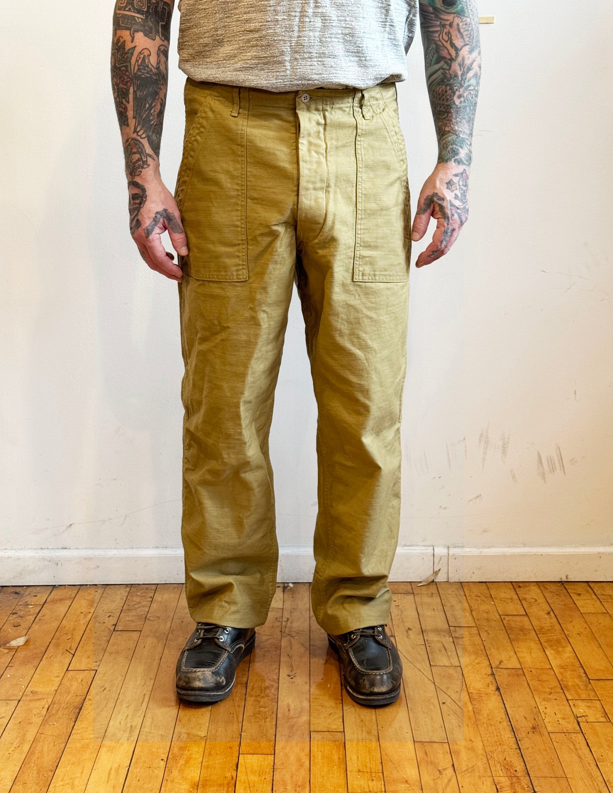 OG-107 60's era GI chinos in 12 oz West Point Olive Baker Back Cotton ...